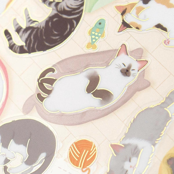 NB - Transparent Sticker Sheet - Rolling Cat – Yoseka Stationery