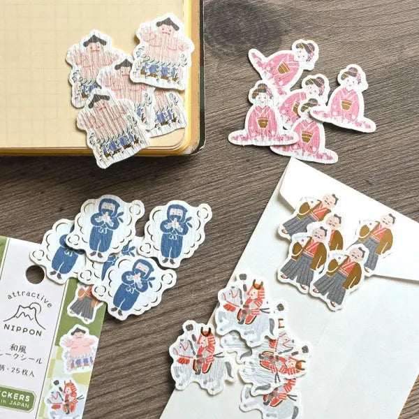 NB - Attractive Nippon Flake Stickers - Japanese People – Yoseka Stationery