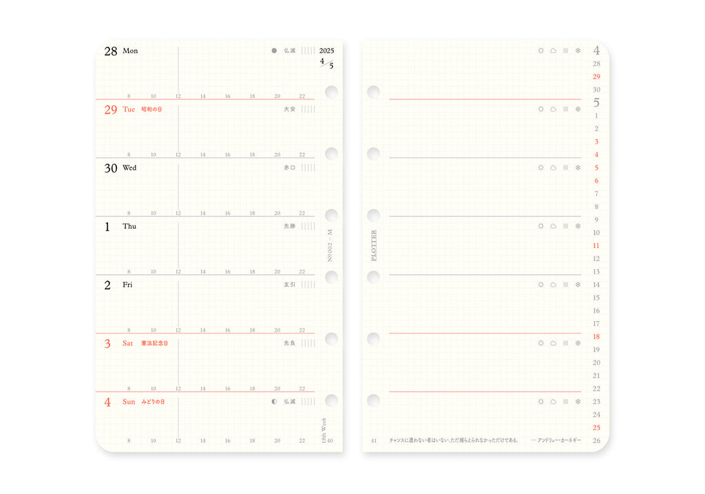PLOTTER Schedule Refill 2025 - Weekly - Mini Size – Yoseka Stationery
