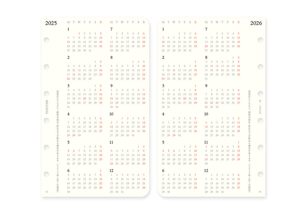 PLOTTER Schedule Refill 2025 - Weekly - Mini Size – Yoseka Stationery
