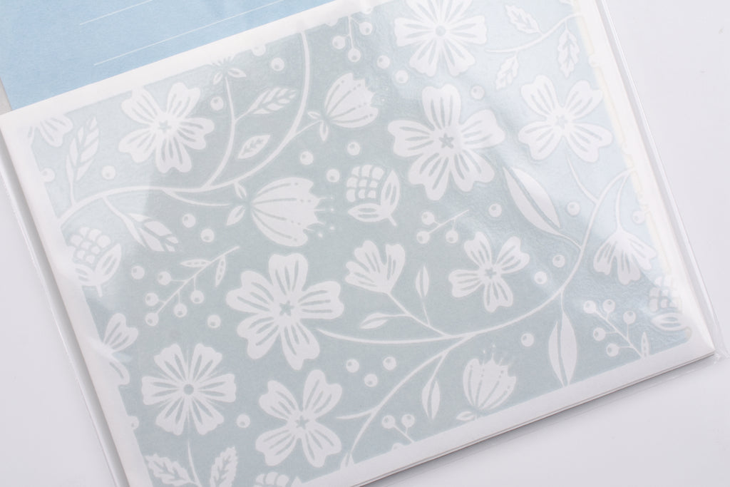 Midori Watermark Letter Set - Floral Pattern - Light Blue – Yoseka ...