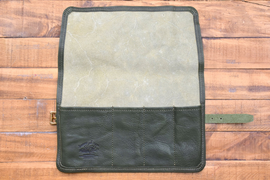 The Superior Labor Leather Roll Pen Case - Yoseka Green – Yoseka Stationery