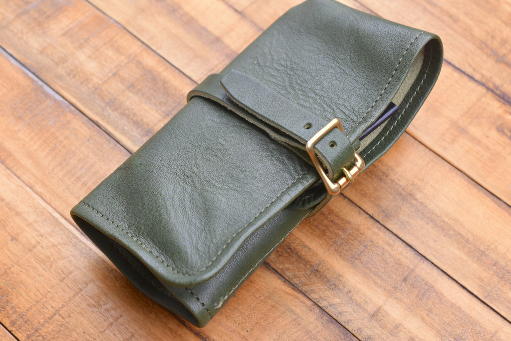 The Superior Labor Leather Roll Pen Case - Yoseka Green – Yoseka Stationery