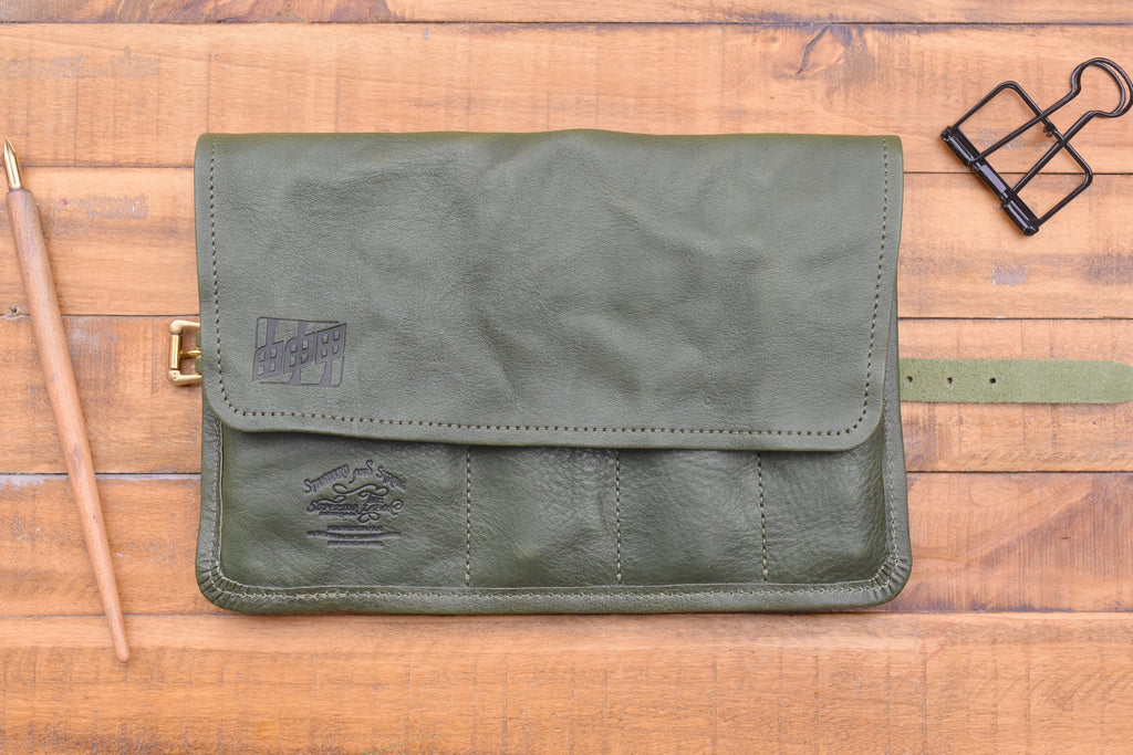 The Superior Labor Leather Roll Pen Case - Yoseka Green – Yoseka Stationery