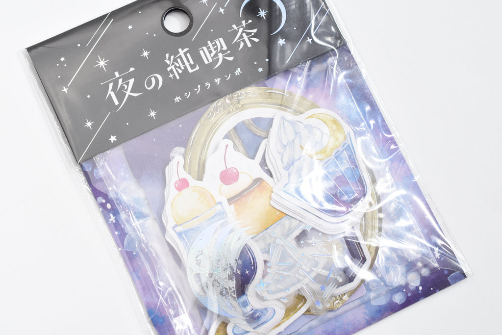 Q-Lia Starry Sky Flake Sticker - Night Coffee Shop – Yoseka Stationery