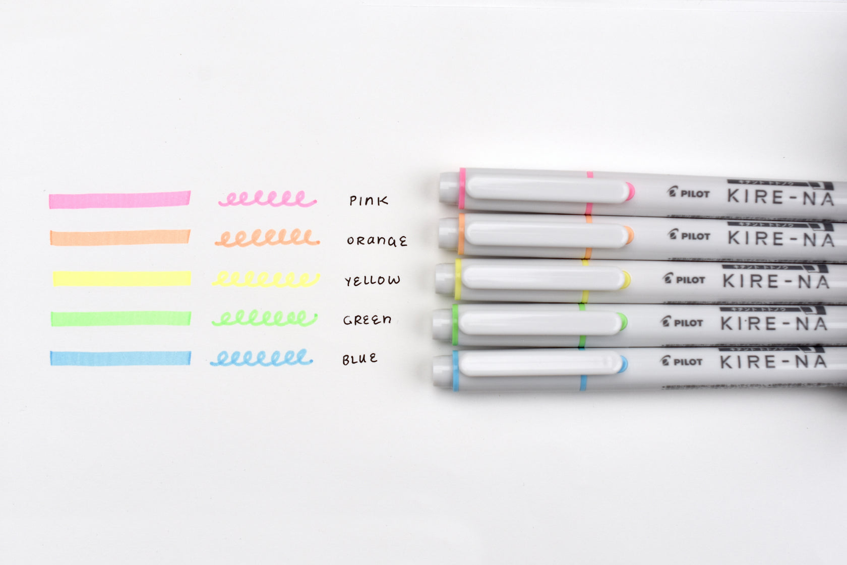 Pilot Kire-Na Dual Tip Highlighter - Set of 5 - Basic Colors – Yoseka Stationery