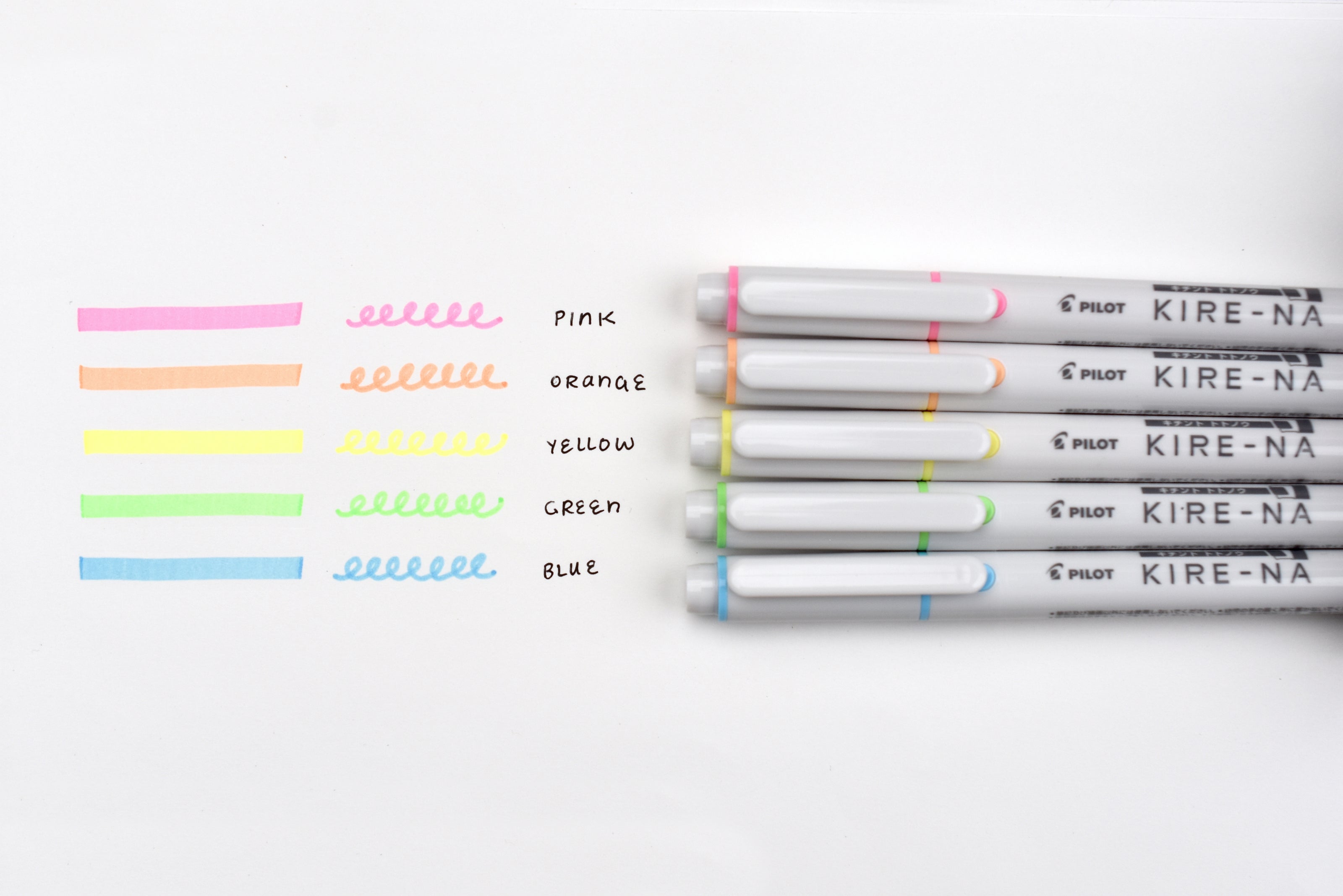 Pilot Kire-Na Dual Tip Highlighter - Set of 5 - Basic Colors – Yoseka Stationery