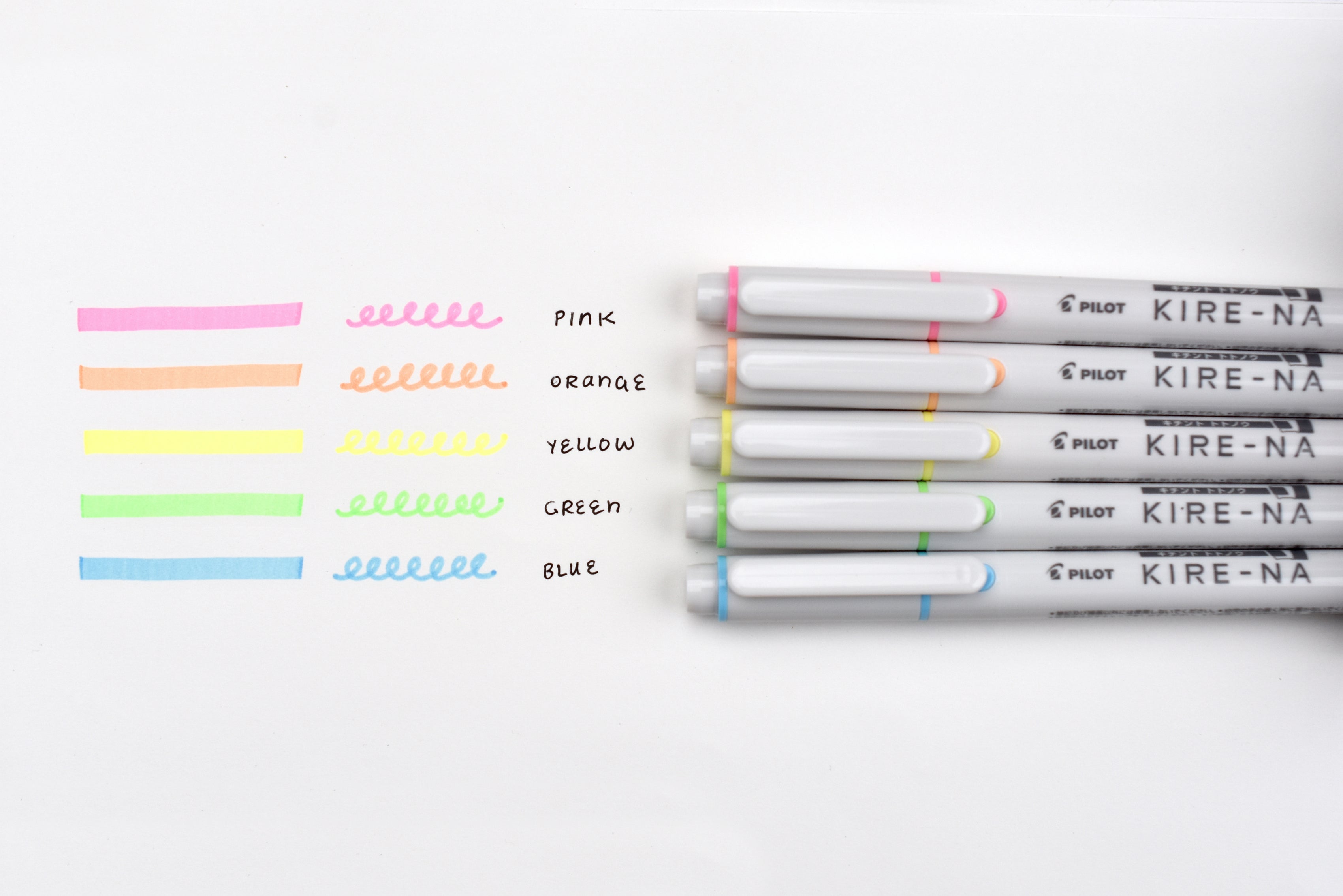 Pilot Kire-Na Dual Tip Highlighter - Set of 5 - Basic Colors – Yoseka ...