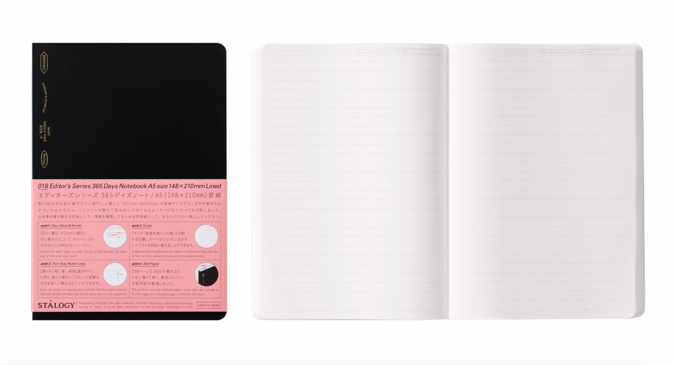 Stalogy Editor's Series 365Days Notebook - A5 - Black - Lined – Yoseka ...