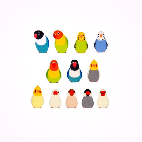 Bande Java Sparrow and Parakeet – Yoseka Stationery