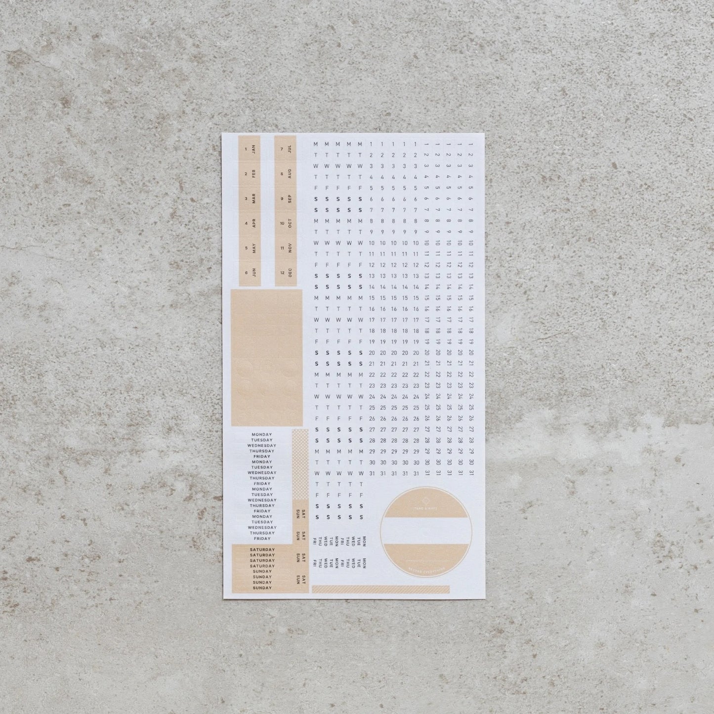 Take A Note - Record Calendar Washi Stickers – Yoseka Stationery