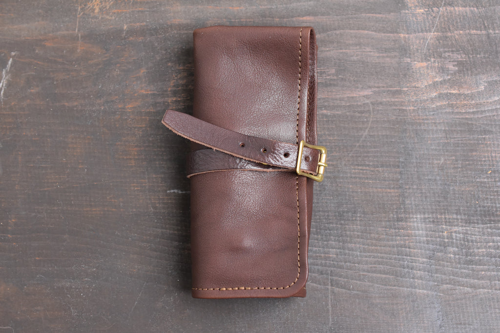 The Superior Labor Leather Roll Pen Case - Dark Brown – Yoseka Stationery