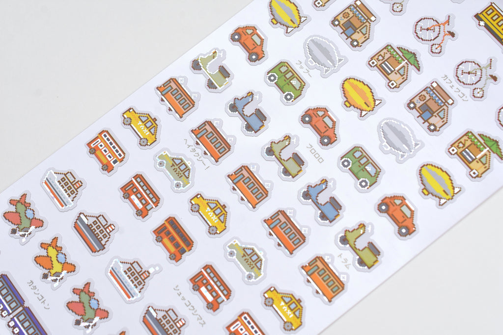 Retro Pixel Art Stickers - Transportation – Yoseka Stationery