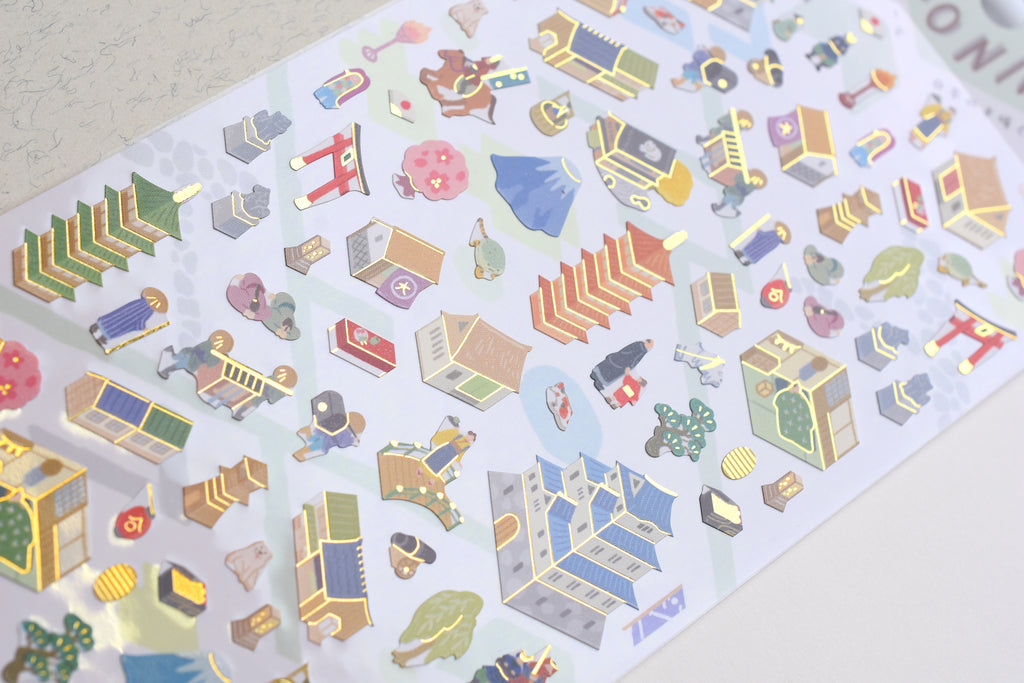Kamio Street Map Stickers - Japanese Castles – Yoseka Stationery