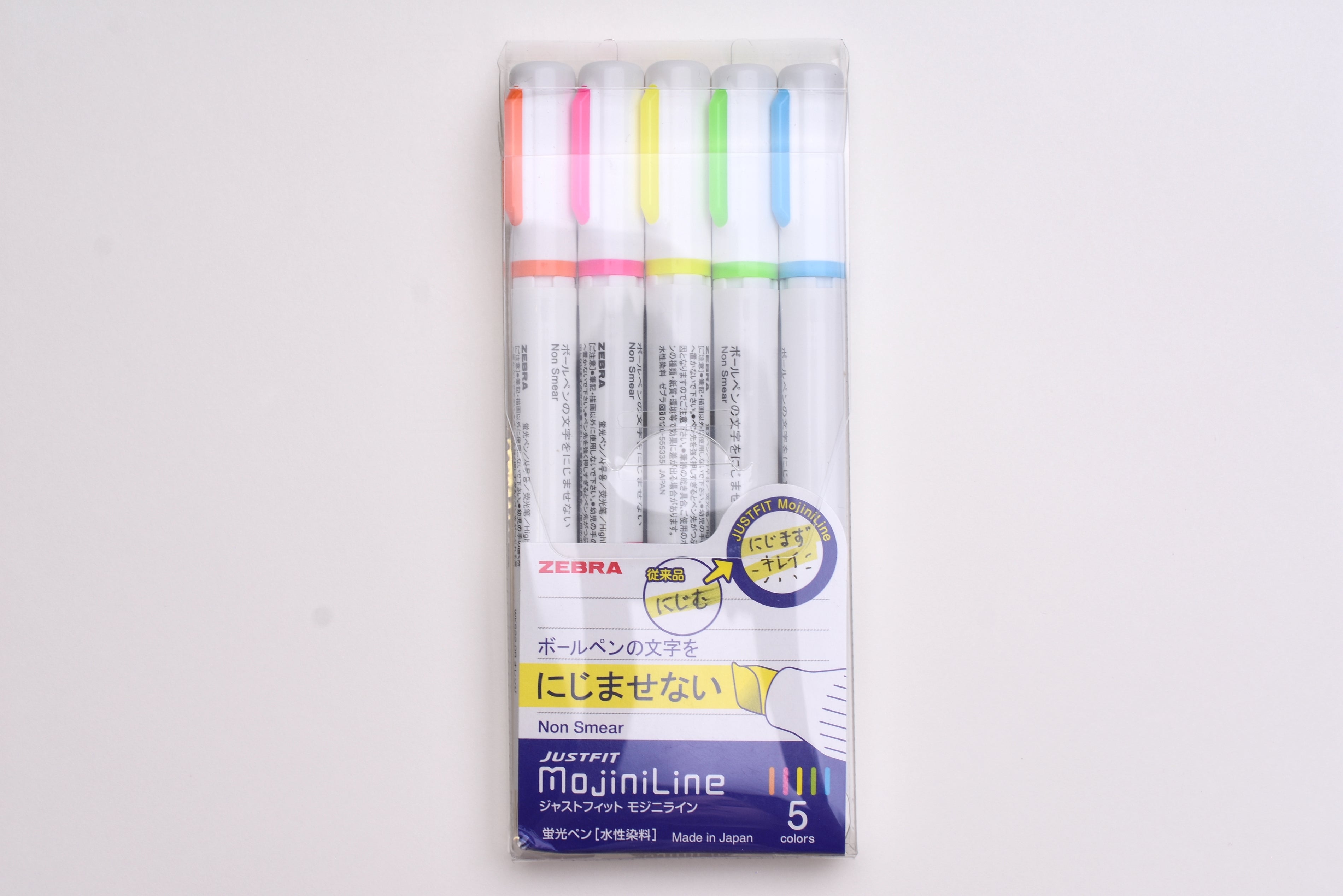 Zebra Justfit Mojini Line Highlighter - 5 Color Set – Yoseka Stationery