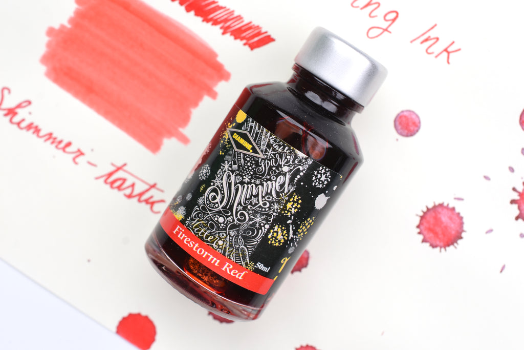 Diamine Shimmer Ink - Firestorm Red - 50mL – Yoseka Stationery
