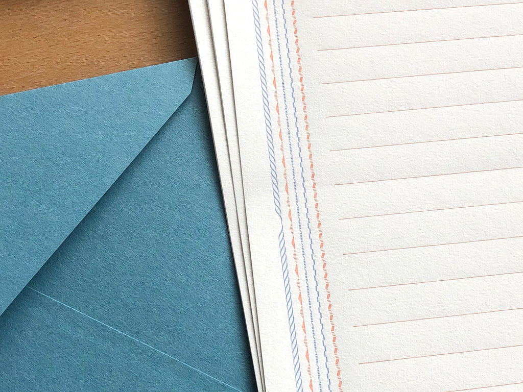 Letterpress Letter Set - Blue Frame – Yoseka Stationery