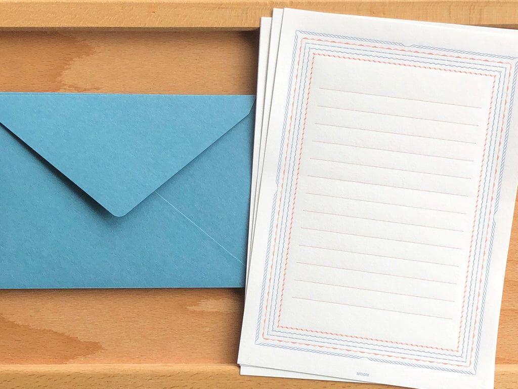 Letterpress Letter Set - Blue Frame – Yoseka Stationery