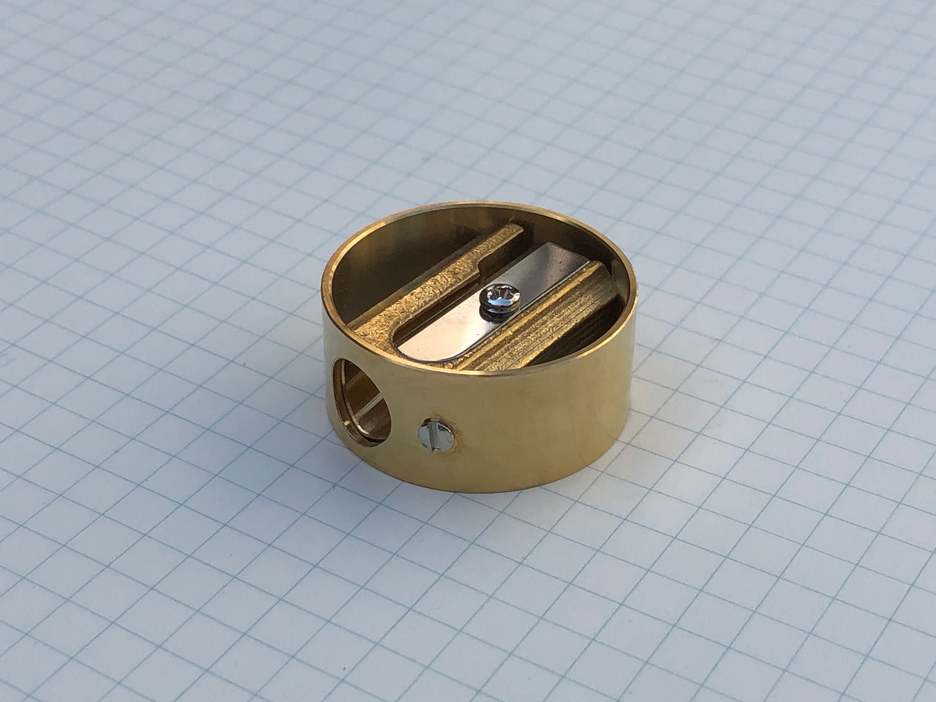 Dux Brass Pencil Sharpener - Block Single with Outer Ring – Yoseka ...